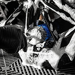 SGCB Car Wheel Rim Detailing Brush for Vehicle, 17 inch Long Auto Soft Bristle Wheel Cleaner Brush No Scratch Tire Rim Scrub Brush Alloy Wheel Shining Washing Scrub Brush Easy Reaching Inside Deep Rim