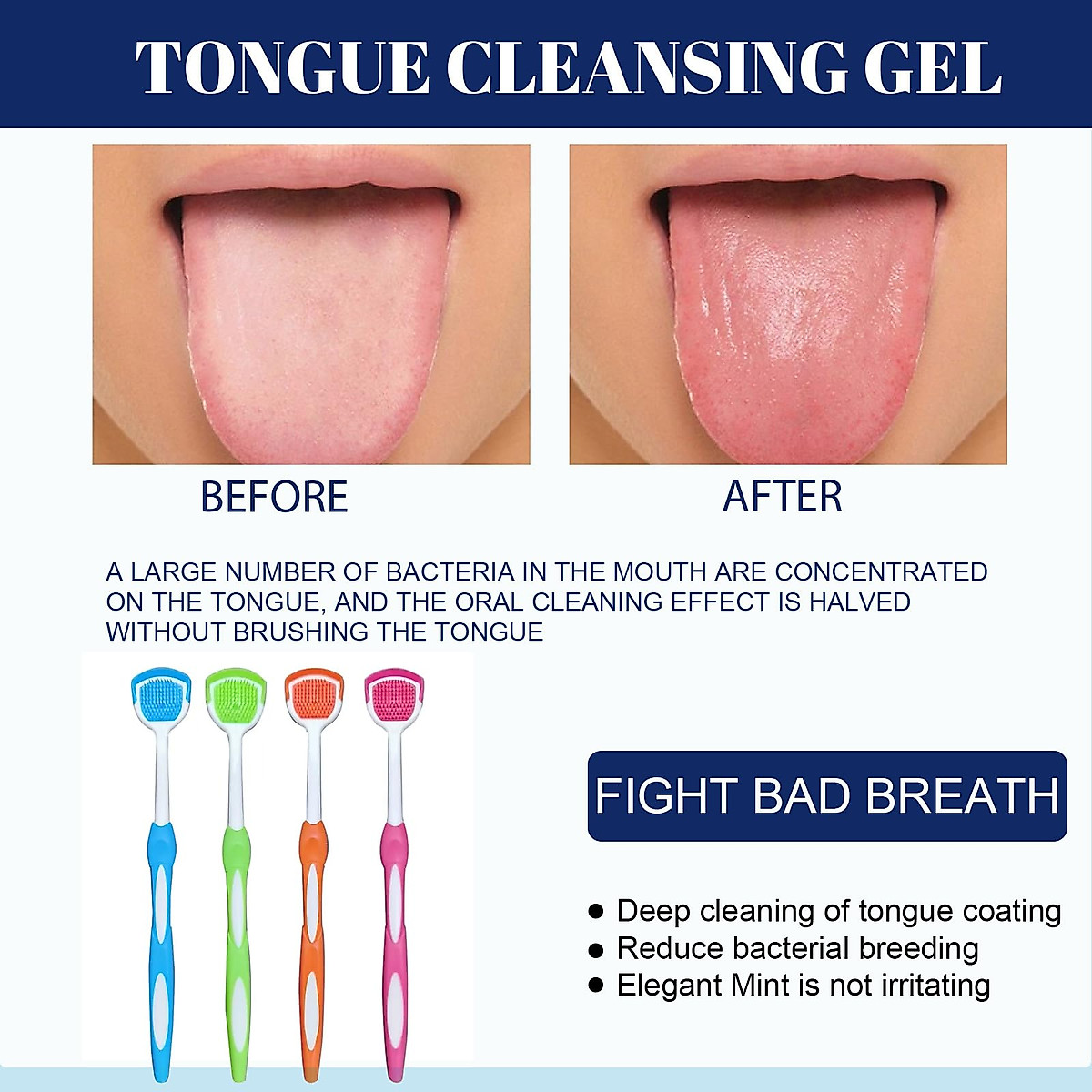 4 Pieces Tongue Scraper, Tongue Cleaner Brush for Adults Tongue Scrubber for Better Breath and Oral Hygiene