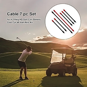 superbobi Cable 7 pc Set # 2 Awg HD Golf Cart Battery Club Car 48 Volt Wire Kit, Golf Cart Battery Cables Wiring Kit