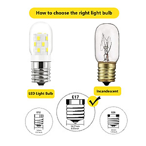 PANDEELS LED 8206232A Microwave Light Bulb (2 Pack) E17 LED Bulbs Replacement 8206232A Whrilpool Microwave 40w Light Bulb - 360LM Daylight White 6000K for Refrigerator Stove Range Hood