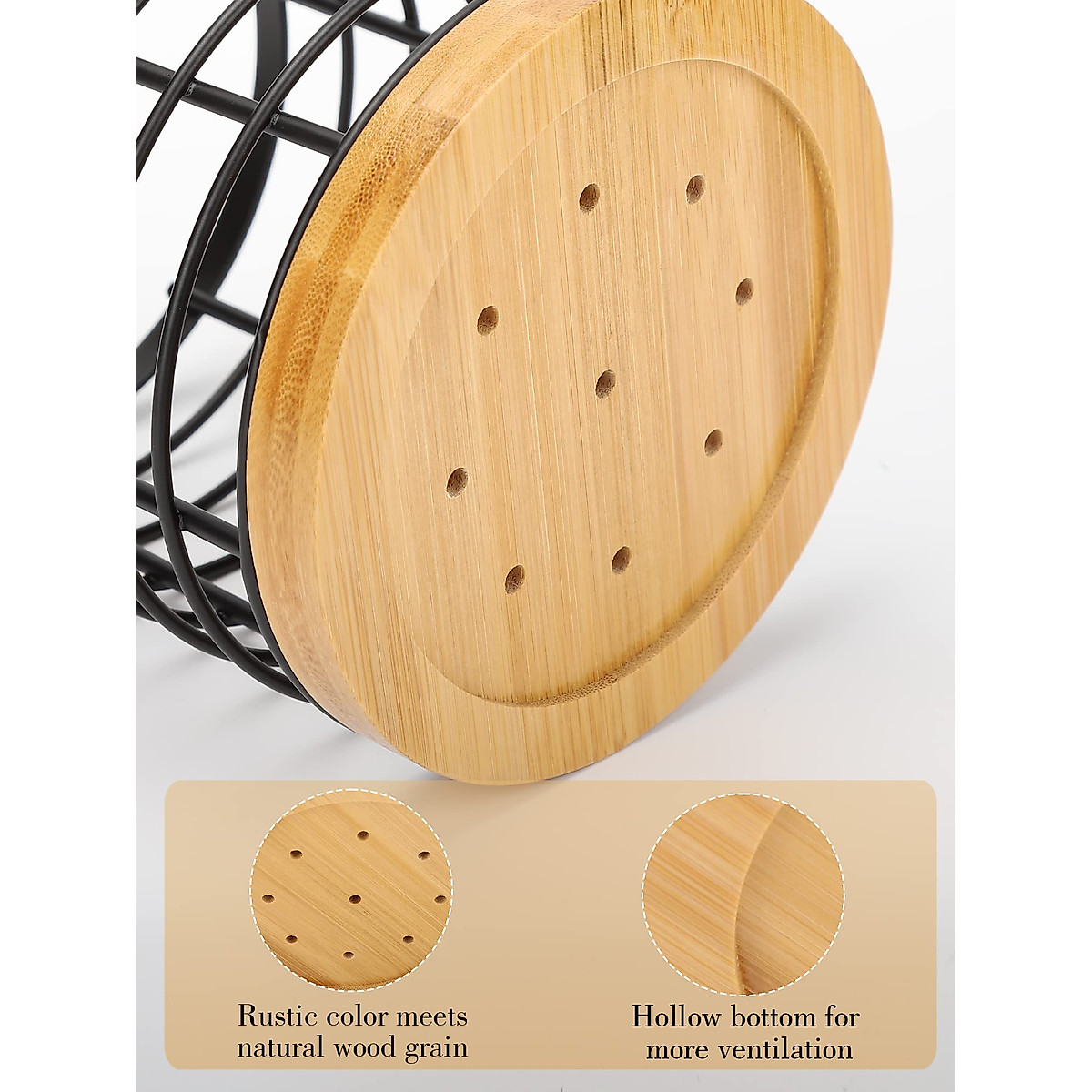 SPLMIFA Kitchen Utensil Holder Large Utensil Holder with Wooden Base and Matte Black Metal holder，Storage Solutions for Kitchen/Small Items Storage