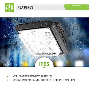 ASD 5000K Canopy LED Lights 347V-480V Dimmable IP65 40W 5400Lm Outdoor Ceiling Lights with J-Box | Light Fixture Canopy | Gas Station and Garage Light | LED Parking Lot Light UL&DLC