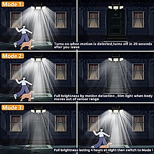 QIYVLOS Solar Lights Outdoor -2 Pack, 210 LED 2500LM Motion Sensor Lights with Remote Control, IPX5 Waterproof, 3 Heads Security LED Flood Light, 360° Wide Angle Illumination Wall Light with 3 Modes