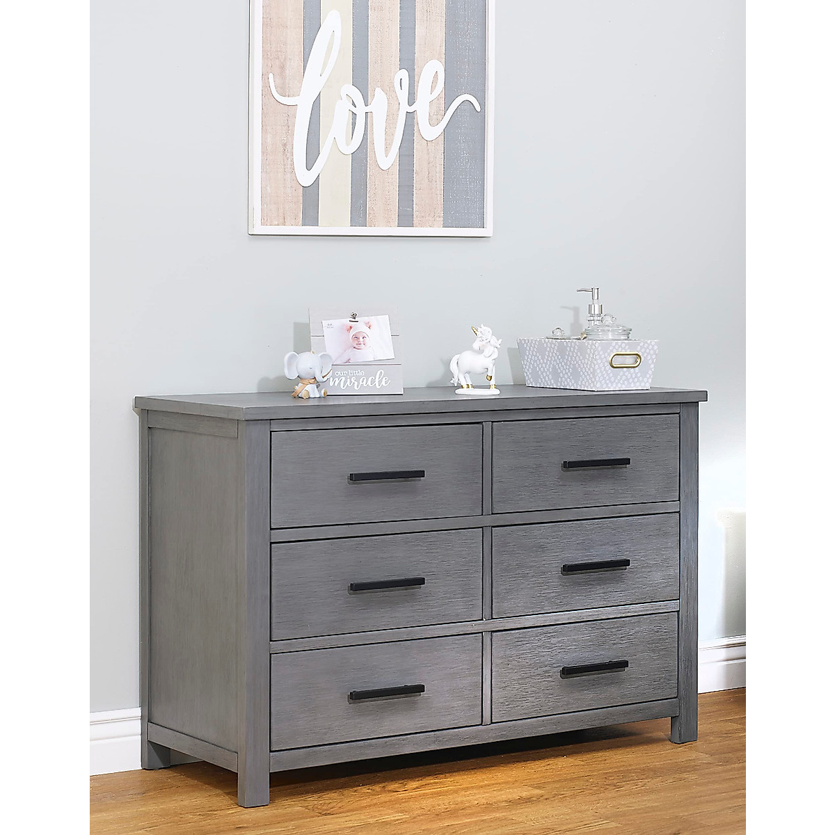 Sorelle Furniture Westley Baby Dresser – Dresser for Nursery, Kids Bedroom Furniture, Baby Dresser Drawers, Storage for Child’s Room with Drawers, Nursery Furniture for Infant-Grigio