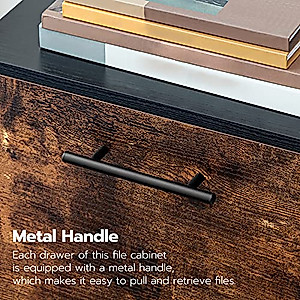 HOOBRO File Cabinet, Filling Cabinet with 2 Drawer, Mobile Office Cabinet with 5 Wheels, for Home Office, Mobile Pedestal, for A4, Letter Size, Hanging File Folders, Rustic Brown and Black BF03WJ01G1