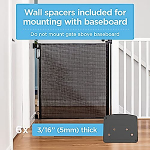 Retractable Baby Gate Perma Child Safety 41" Tall x 71” Wide, Mesh, For Stairs, Doorways, Dogs, Pets, Indoor, Outdoor, One-Handed Operation, Locking, Easy Install, Hardware Mount, Black