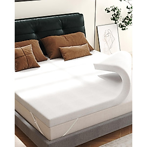 Ferlizer 3" [Full XL] Mattress Topper, Memory Foam Mattress Topper Full Extra Long for College Dorm with Ultra Soft Cover & Corner Straps, CertiPUR-US Certified