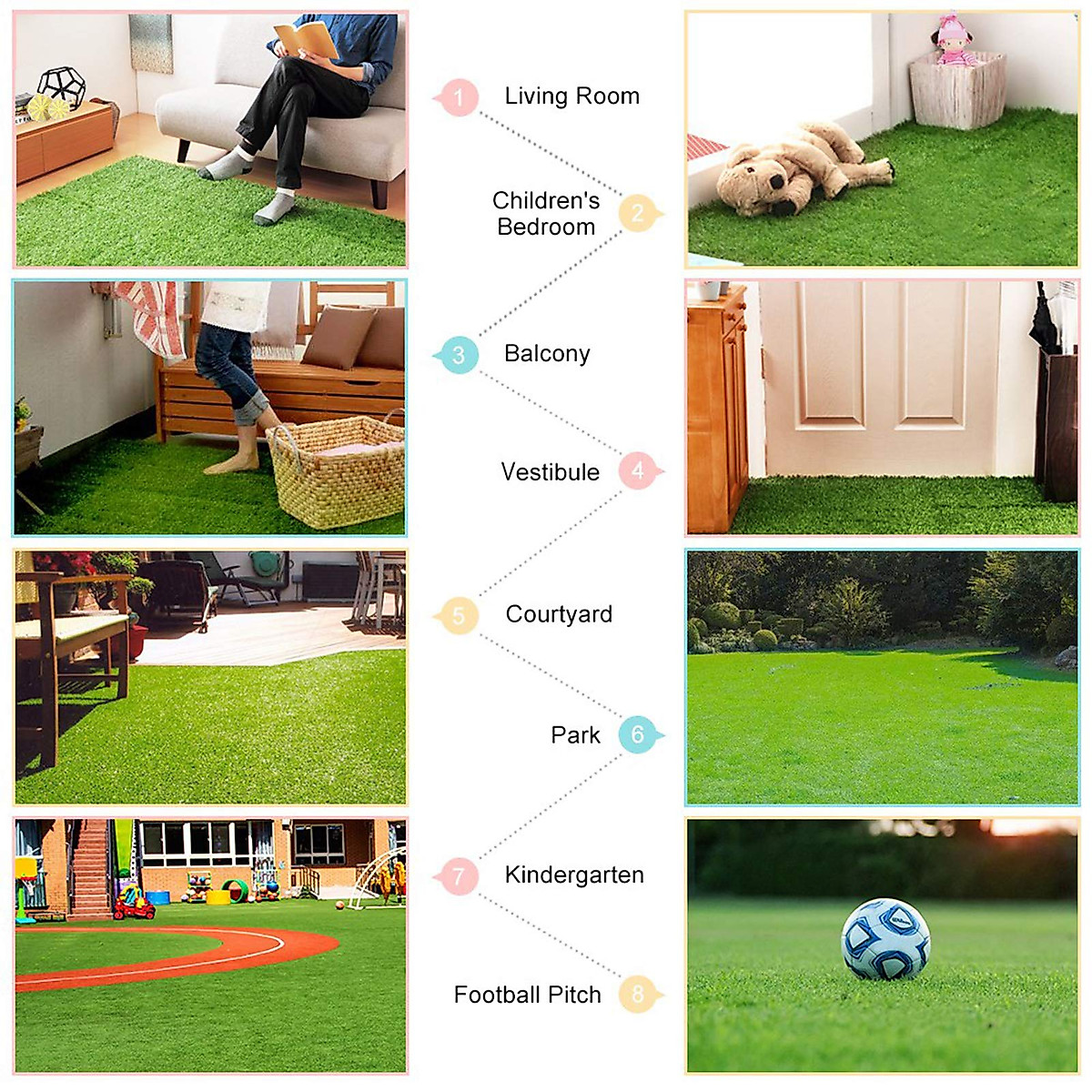 Estink Artificial Turf, Outdoor Carpet Synthetic Miniature Garden Ornament DIY Craft Rug Landscaping Artificial Lawn for DIY Micro Landscaping and Mini Gardening Props, 6 x 6inch