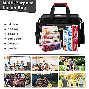 iceMi Large Insulated Lunch Bag, Black, Unisex, 17L