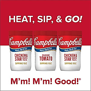 Campbell's Sipping Soup, Chicken & Mini Round Noodle Soup, 10.75 Oz Microwavable Cup (Case of 8)