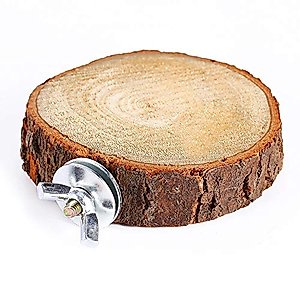 Yosoo Health Gear Bird Perch Stand Platform Toy Round Wooden Springboard, Wood Playground Paw Grinding Toys Pet Bird Cage Chew Toy for Small Animals Hamster, Mice, Chinchilla,