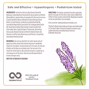 Burt's Bees Kids Chest Rub Stick, Coconut Oil, Shea Butter and Manuka Honey Lavender & Eucalyptus, White, 1 Ounce