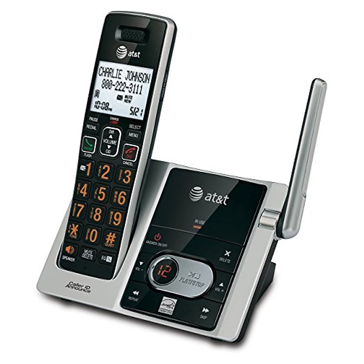 ATT CL82213 DECT 6.0 Expandable Cordless Phone System with Digital Answering Machine, Silver