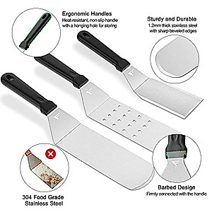 FiveJoy Griddle Accessories Kit, Flat top Grill Set for Blackstone and Camp Chef, BBQ Spatula Tools with Metal Spatula, Scraper, Egg Rings, Cleaning Kit for Camping (17 PCS)- Gift for Men, Women, Dad