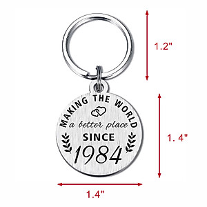 ABNTY 40th Birthday Gifts for Women Men, 40 Year Old Birthday Keychain, Born in 1984 Gifts, 1984 Birthday Decorations