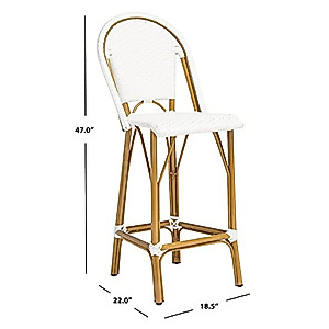SAFAVIEH PAT4008C Outdoor Collection Ford White French Bistro 30-inch Bstro Bar Stool
