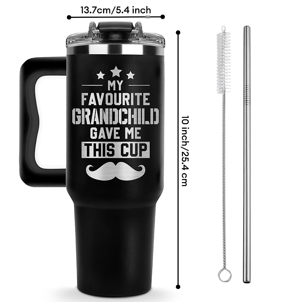 My Favorite GrandChild Gave Me This Cup Tumbler 40Oz - Father Day, Christmas Gift Grandpa, Grandpa Birthday Gifts from Grandkids, Granddaughter, Grandson, Kids - Grandfather Mug, Present for grandpa