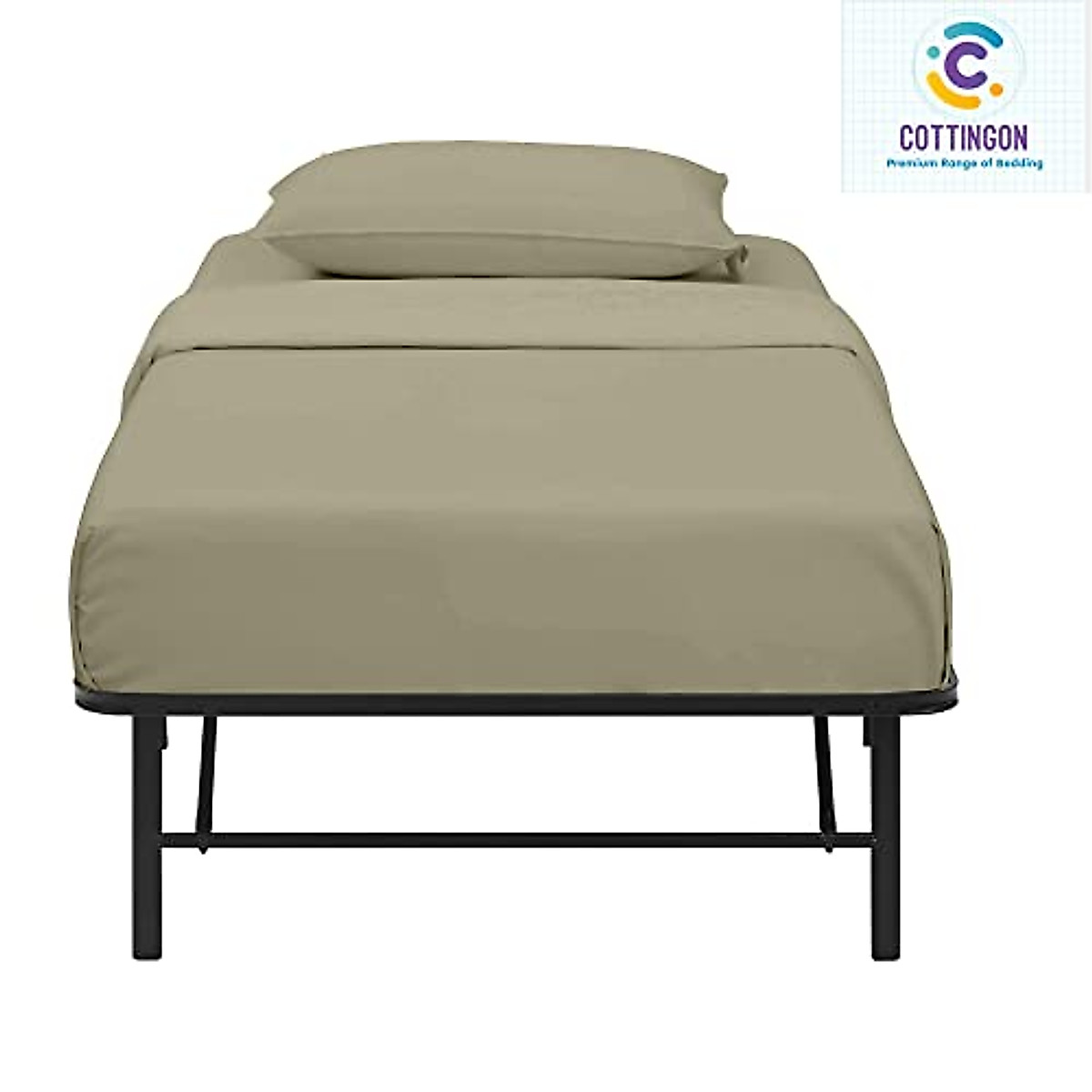 Cot Sheet 30" x 75",Cot Sheets Set- 400 TC Egyptain Cotton Sheet Set (4 PCs) Cot Size Mattress Sheets Fitted for Narrow Twin/Camp Bunk/Rv Bunk/Guest Bed/to fit Upto 4-7" deep Mattress - Beige Solid