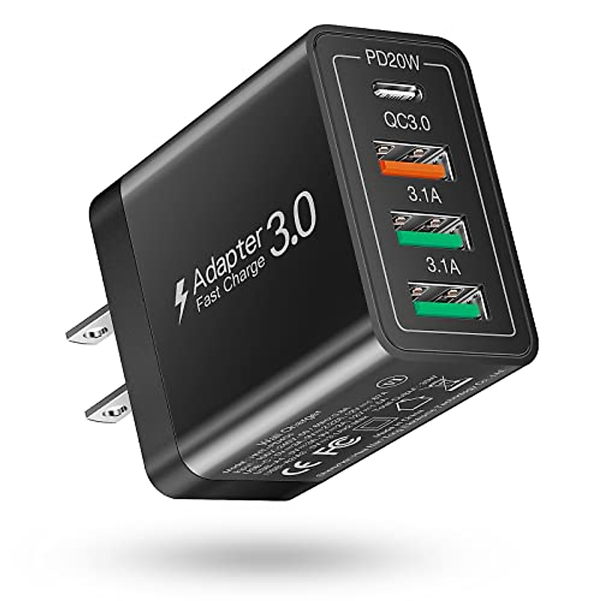 35W USB C Charger Fast Charging Block 4Port Multi USB Wall Charger Quick 3.0 Power Delivery Adapter Bricks Compatible for iPhone14/13/Pro Max,Pad Samsung S23 S22 S9,Google Pixel 7,6 Tablet,Black-II