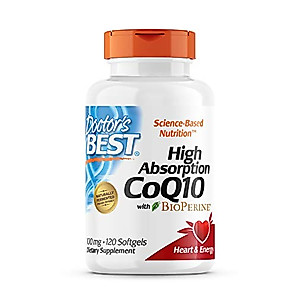 Doctor's Best High Absorption CoQ10 with BioPerine, Gluten Free, Naturally Fermented, Heart Health, Energy Production, 100 mg, 120 Count