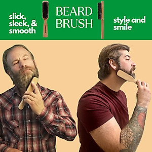 GranNaturals Soft Mens Boar Bristle Hair Brush - Natural Wooden Club Style Wave Hair Brush for Men - Styling Beard Hairbrush for Fine, Thin or Thick Hair
