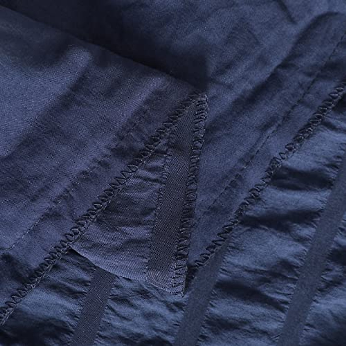 NTBAY 3 Pieces Queen Duvet Cover Set, Seersucker Textured Stripe Washed Microfiber Comforter Cover with Zipper Closure, 90x90 Inches, Navy Blue