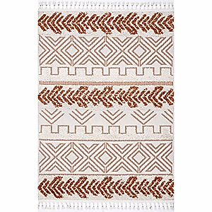 nuLOOM Zuri Shaggy Banded Tribal Area Rug, 8' x 10', Rust