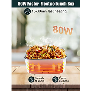 Buddew Electric Lunch Box 70W Food Heater 3 in 1 12V/24V/110-230V Portable Lunch Warmer (1.8L Large-Capacity) Heated Lunch Box for Car/Truck/Home/Office with Carry Bag and Fork and Spoon (Gray)