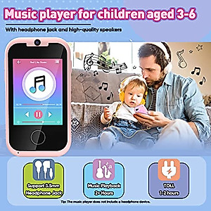Lizzbey Kids Phone Toddler Toys for Girls Age 3-6,Christmas Birthday Gifts for Girls Age 3-6,Portable Touchscreen Learning Toy for 3 4 5 6 Year Old Girl with Camera SD Card-Pink