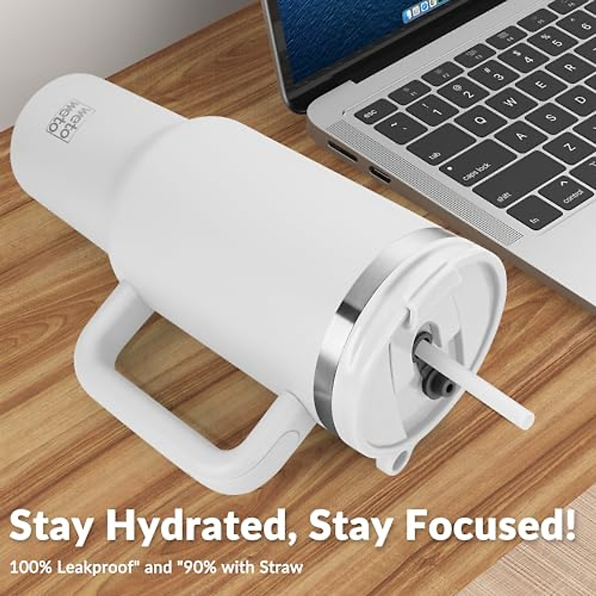 WETOWETO 40oz Tumbler with Handle and Lid | 100% Leakproof Insulated Stainless Steel Travel Mug | Keeps Cold 34Hrs/Hot 10Hrs | Dishwasher Safe, Fits Car Cup Holder (Foggy Color)