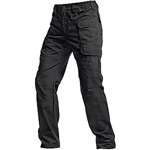 CQR Men's Tactical Pants, Water Resistant Ripstop Cargo Pants, Lightweight EDC Hiking Work Pants, Outdoor Apparel, Duratex Mag Pocket Black, 38W x 32L