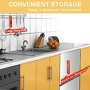 Digital Instant Read Meat Thermometer, Waterproof Foldable Probe, for BBQ, Kitchen, Food Cooking, Candy Making, Deep Fry, Grill, Cheese Making and Roast Turkey, Orange