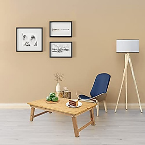 Large Size Laptop Tray Desk Nnewvanet 25.6x17.7in Bamboo Floor Desk Low Table Bed Tray Table,Foldable Adjustable Study Writing Gaming Breakfast Serving Floor Table Support 18in Laptop w' 4 Leg Lock
