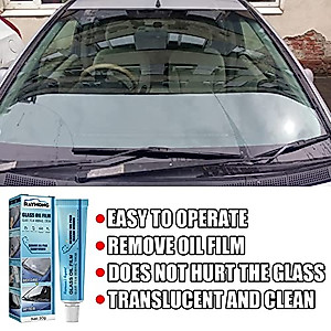 LONGLUAN Car Glass Oil Film Cleaner, Glass Film Removal Cream with Sponge and Towel, Universal Car Windshield Oil Film Cleaner, Glass Stripper Water Spot Remover, Safety and Long-term Protection (3)