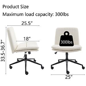 Riknuxi Criss Cross Chair with Wheels, Home Office Desk Chairs with Black Base, Modern Vanity Chair for Home, Office, Make Up (Beige)
