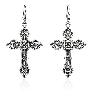 TIANHONGYAN Unique Baroque Cross Christ Dangle Earrings Vintage Bohemian Gothic Punk Dangle Drop Earrings for Women Jewelry (cross)