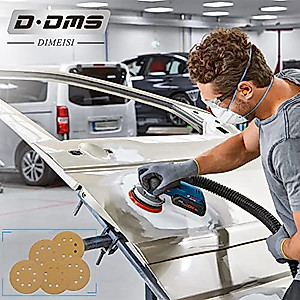 362X - 5 Inch 8 Hole Gold Sanding Discs, 10 Each of 80 120 220 320 400 Grit Sandpaper Discs, 50PCS Hook and Loop Orbital Sander Pads for Woodworking - D DMS DIMEISI