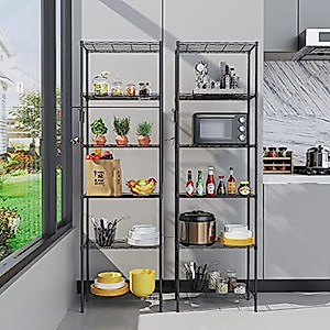 BATHWA 6 Shelf Adjustable Wire Shelving Units, Heavy Duty Metal Storage Wire Shelf with Leveling Feet, Utility Steel Shelves for Garage, Kitchen, Living Room, Bathroom,
