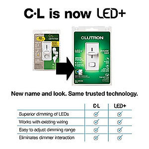 Lutron Skylark LED+ Dimmer Switch for Dimmable LED, Halogen and Incandescent Bulbs | Single-Pole or 3-Way | SCL-153P-WH | White