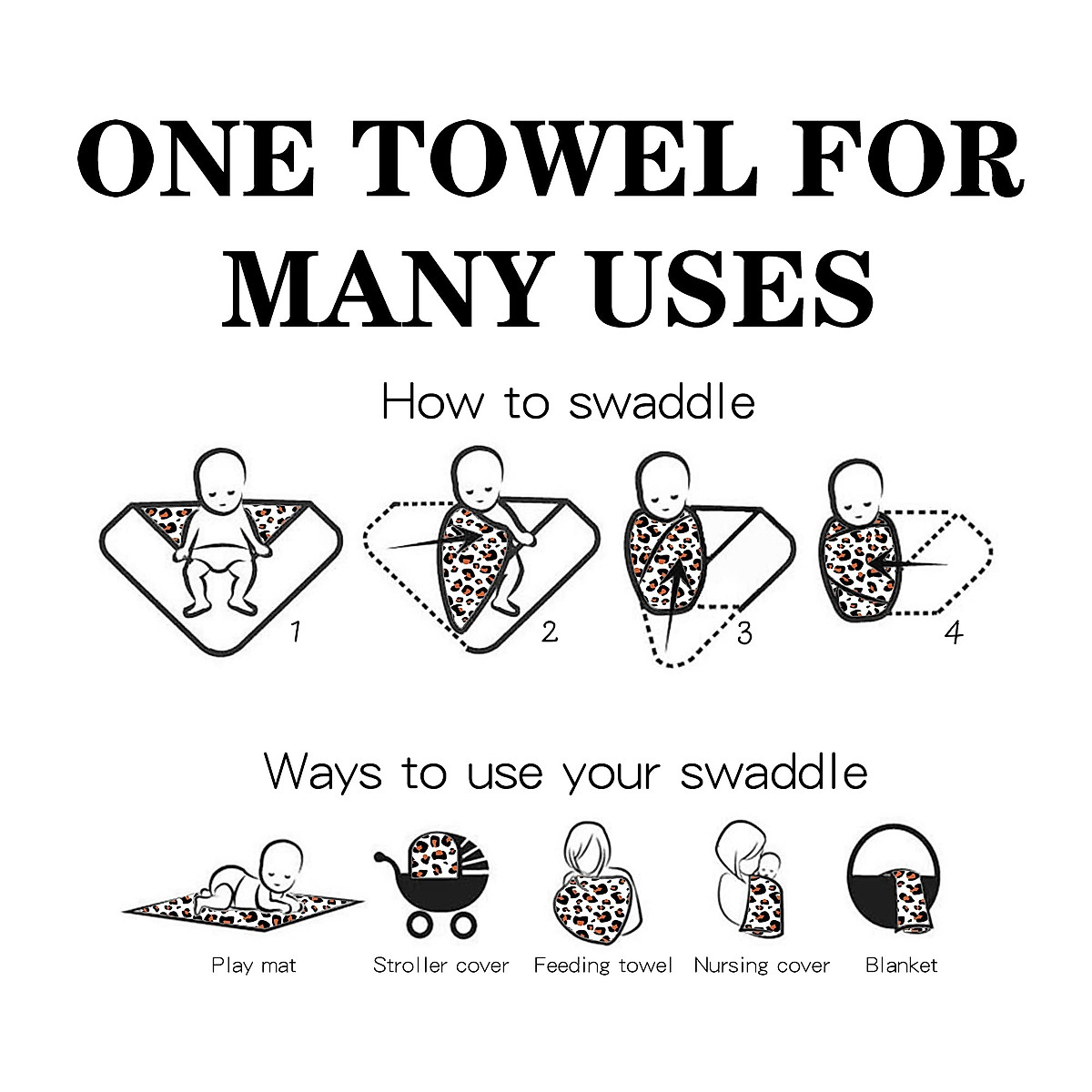 Konssy Baby Girl Newborn Receiving Blanket with Headband Set Baby Swaddle Nursery Swaddle Wrap