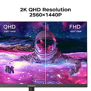 Viewedge 27 inch Monitor with 2K 2560 x 1440 IPS Panel 75hz | Computer Monitor 27 inch QHD with HDMI, DP and Wall Mountable | Eye Protection PC 1440p Monitor for Working and Gaming