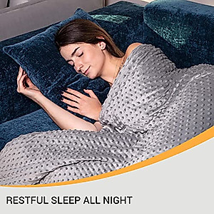 5 STARS UNITED Weighted Blanket Cover – 60”x80”, Grey, Minky Dot | Solid Minky Fleece - Removable Duvet Cover Only