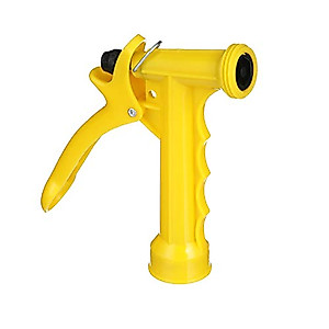 Seachoice Plastic Hose Nozzle w/ Locking Spray Lever and Stainless Steel Return Spring, Yellow, 5-1/2 In.