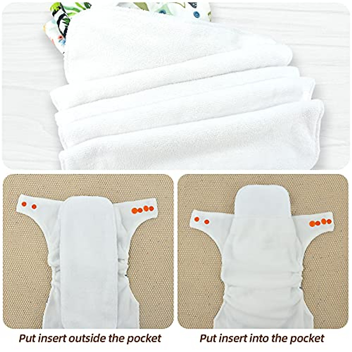 Baby Cloth Diapers One Size Adjustable Washable Reusable Pocket Diapers for Baby Girls and Boys 5 Packs +5 Microfiber Inserts