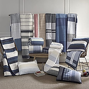 Nautica Home | Adleson Collection | 100% Cotton Reversible and Light-Weight Quilt Bedspread, Pre-Washed for Extra Comfort, Easy Care Machine Washable, Twin, Blue/Grey