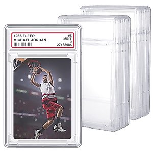 Trading Cards Protector Case Acrylic Clear Baseball Card Holders with Label Position Hard Card Sleeves Small Sturdy Storage Box for Card Standard Collector Sport Game Grade Card Case (12 Pieces)