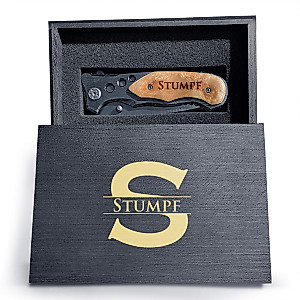 Krezy Case Customized Pocket Knife with wood box set of 4, Pocket Knife For Hiking, Engraved Pocket Knife With Wood Handle And Box, Customized Pocket Knife