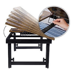 SONGMICS Laptop Desk for Bed or Sofa with Adjustable Tilting Top, Breakfast Serving Tray with Height Adjustable Folding Legs, Fits Screen Size up to 15.6 Inches, Floor Desk, Rustic Brown ULLD105B01