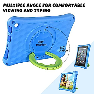 Fire HD 10 & Fire HD 10 Plus Tablet Case for Kids,(Fire HD 10 Tablet Case for Kids,2021 Release,11th Generation), Rotating Kickstand Lightweight Shockproof Handle Kids Case-Blue