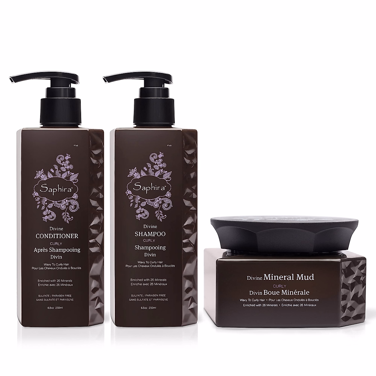 Saphira Divine Hair Regimen Bundle for Curly, Wavy, Textured Hair & Scalp | Repairs, Hydrates & Adds Shine, 8.5 Fl Oz